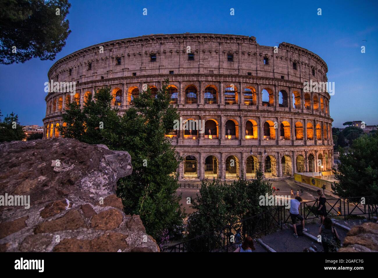 Rome, Italy - Juny, 2021: Colosseum at night with colorful blurred ...