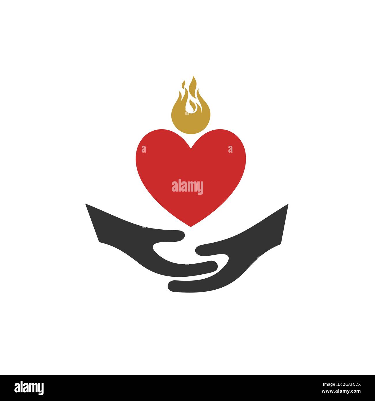 Christian illustration. Church logo. Fiery love in God's hands Stock ...