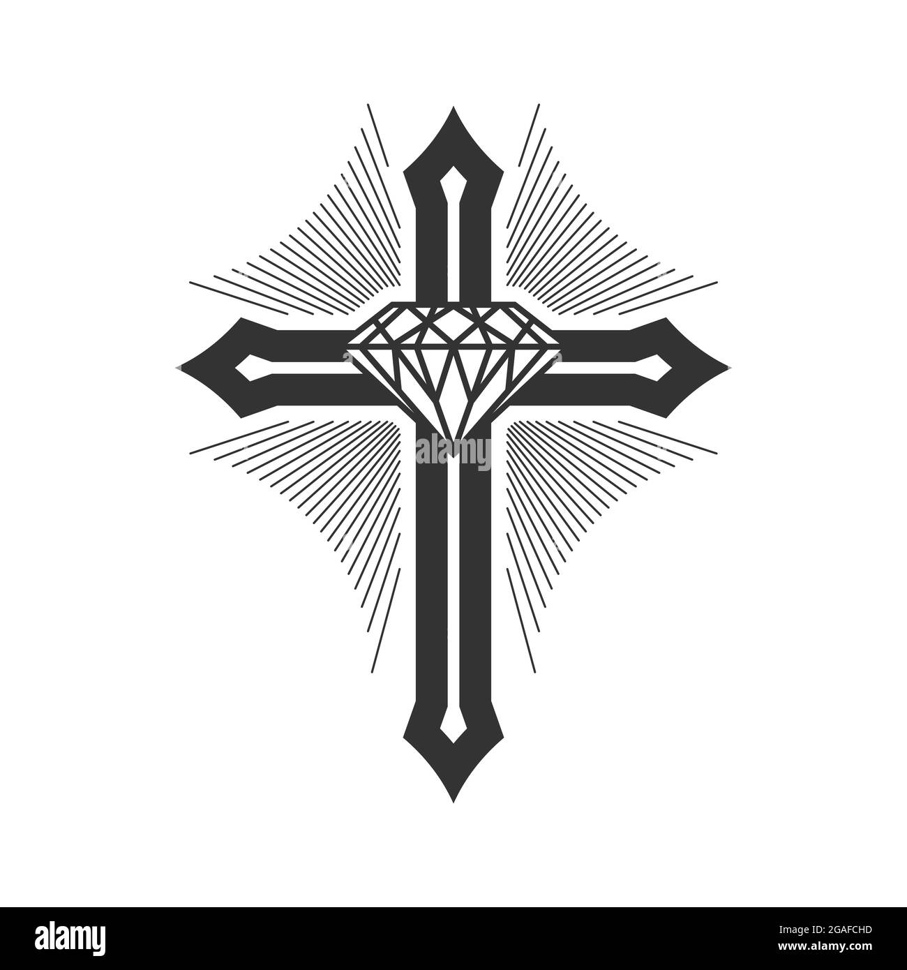 Christian illustration. Church logo. The cross of Jesus is the diamond ...