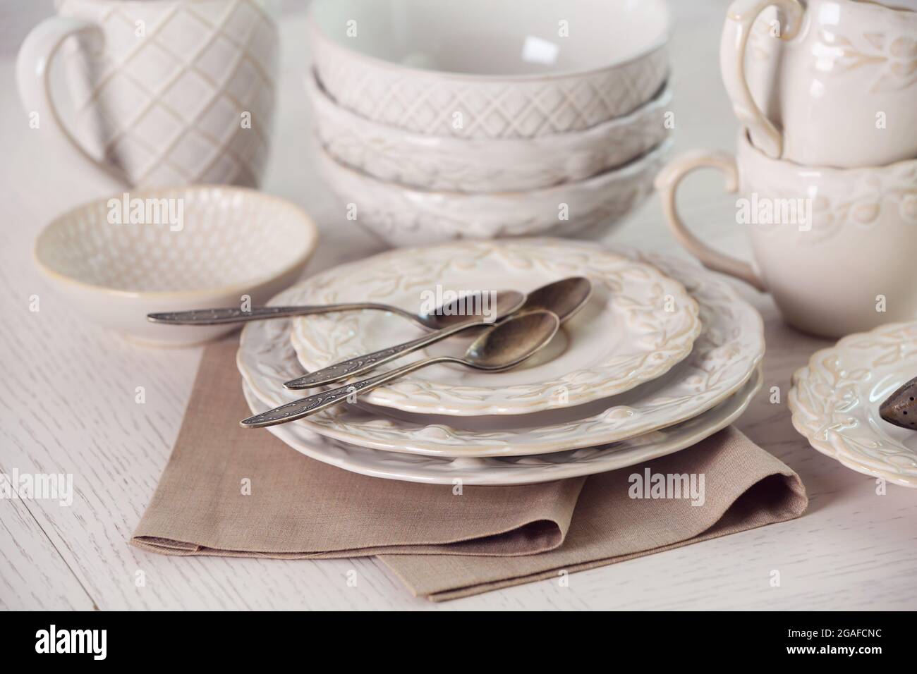 Clean dishes closeup Stock Photo - Alamy