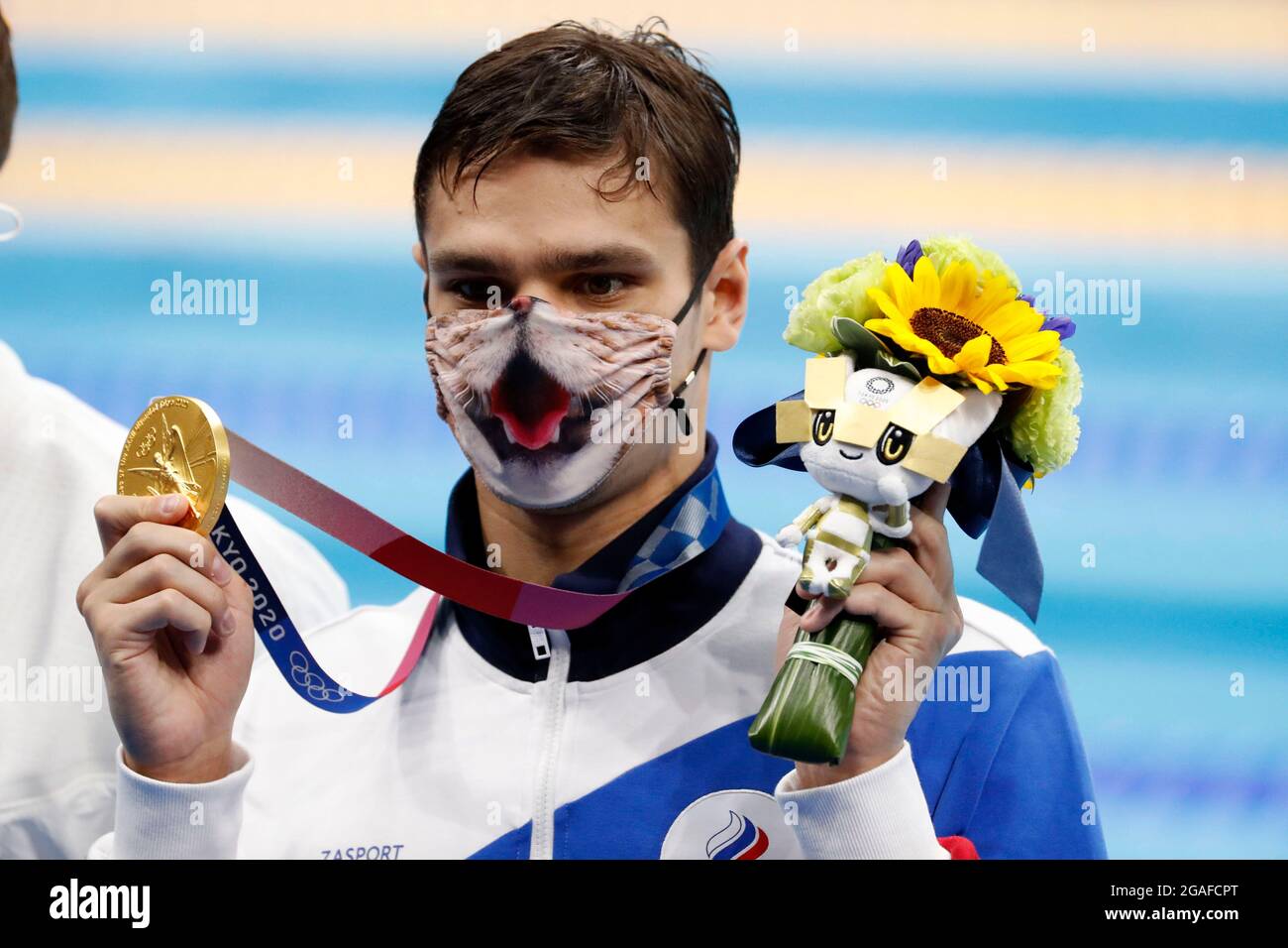 Tokyo, Kanto, Japan. 30th July, 2021. Evgeny Rylov (ROC) with his medal ...