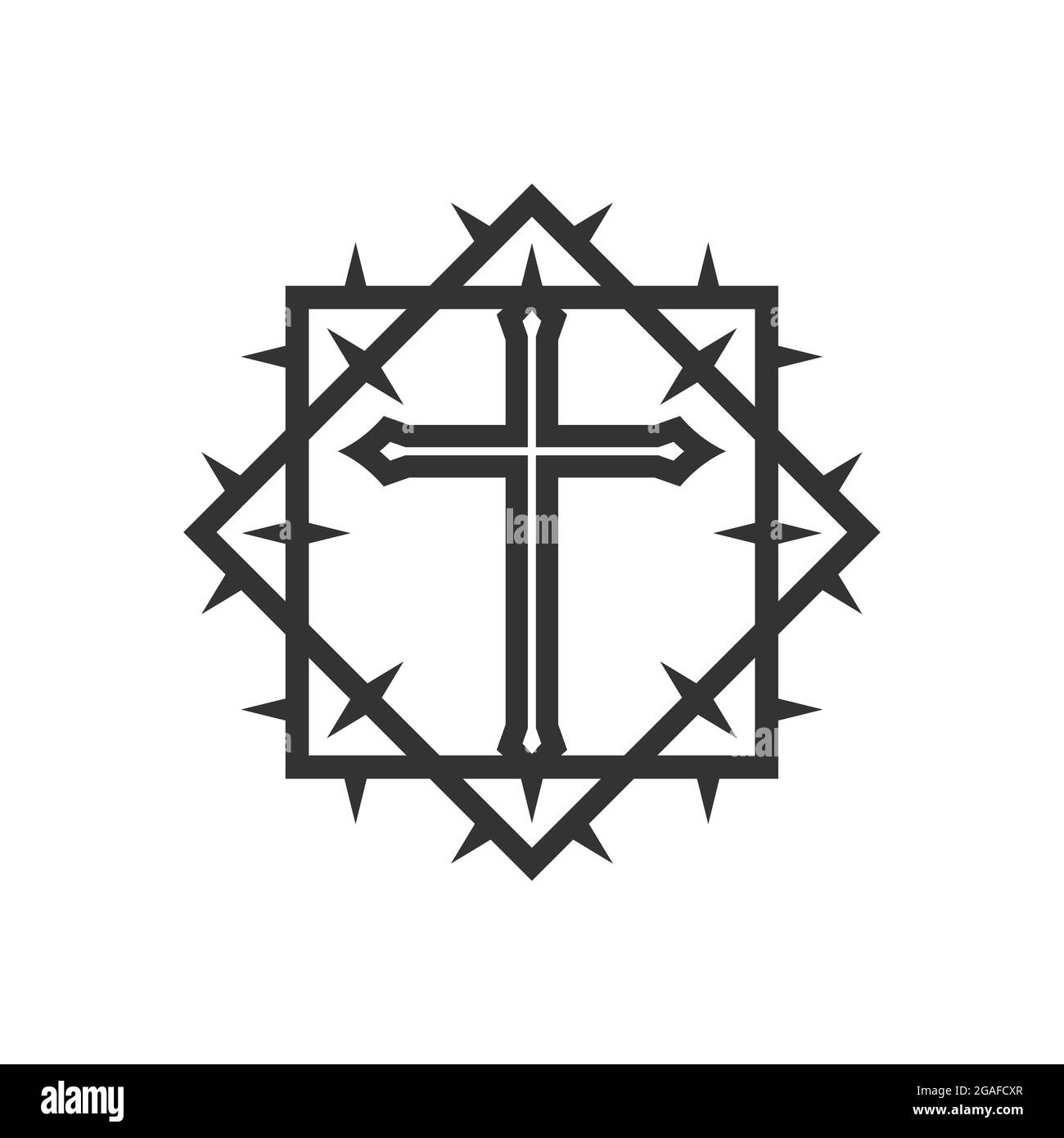 Christian illustration. Church logo. The cross of Jesus Christ framed ...