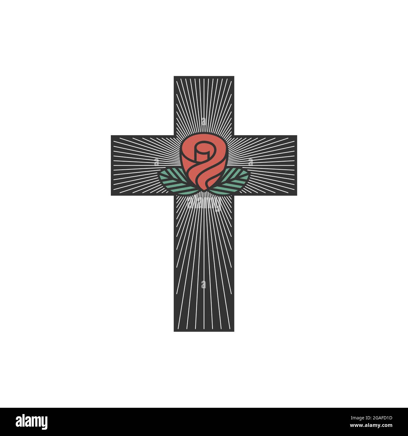 Christian illustration. Church logo. Rose on the cross Stock Vector ...