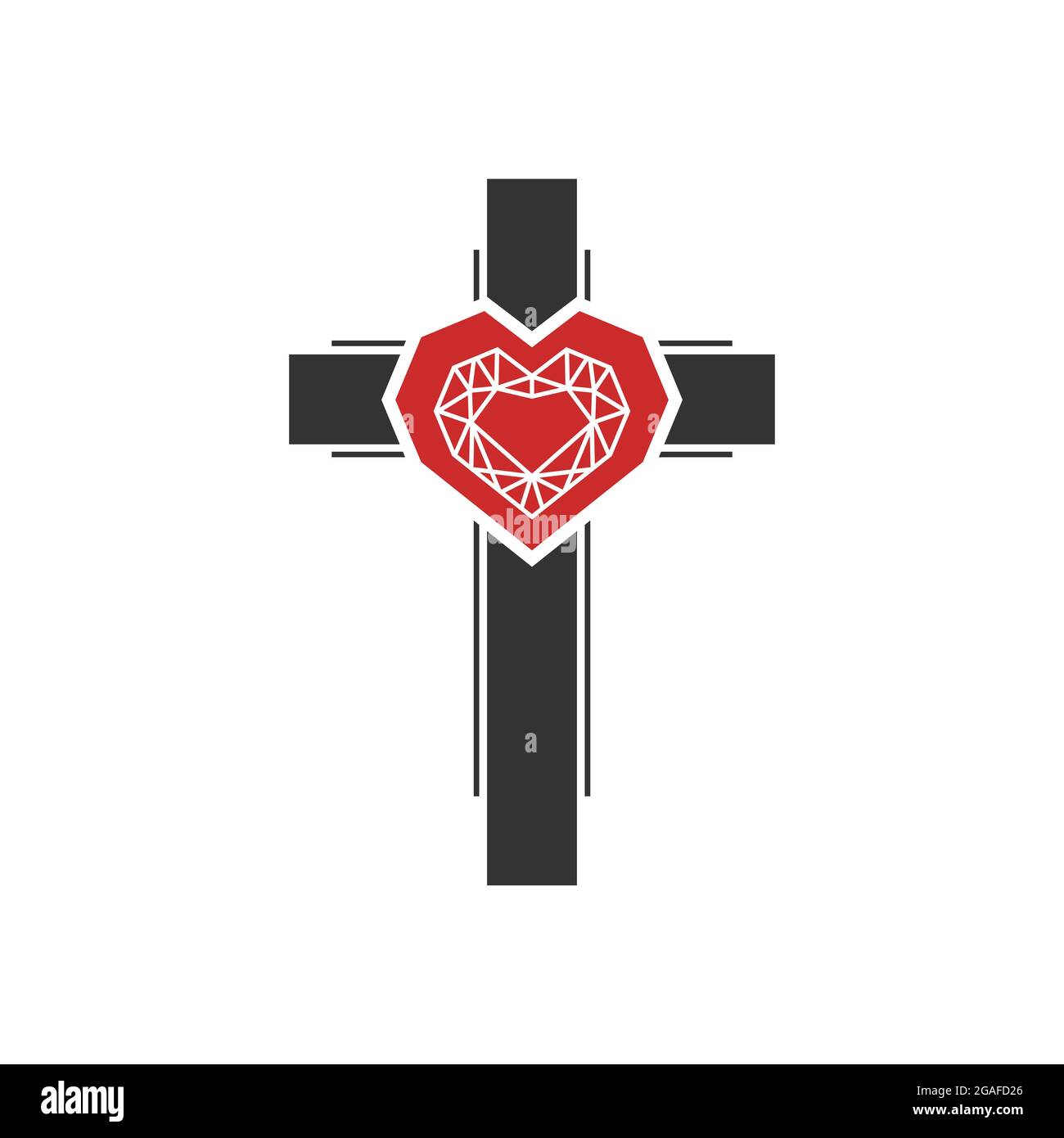 Christian illustration. Church logo. Diamonds inside the heart on the ...