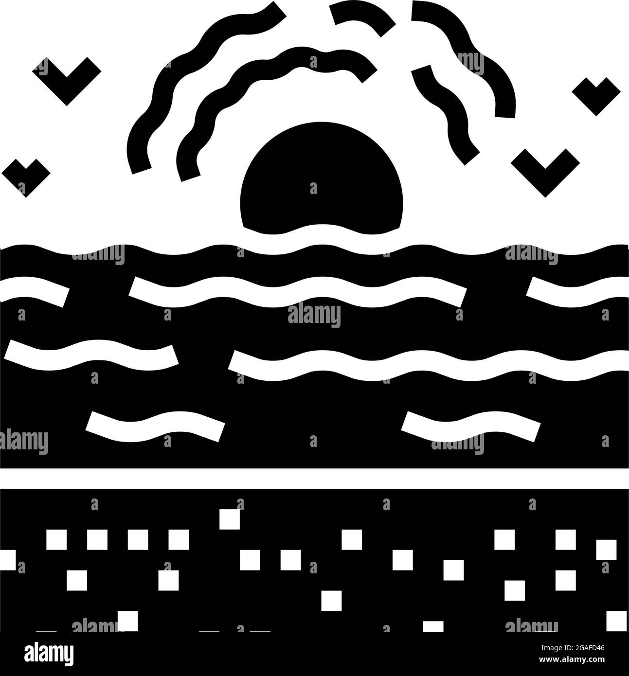Ocean beach black glyph Cut Out Stock Images & Pictures - Alamy