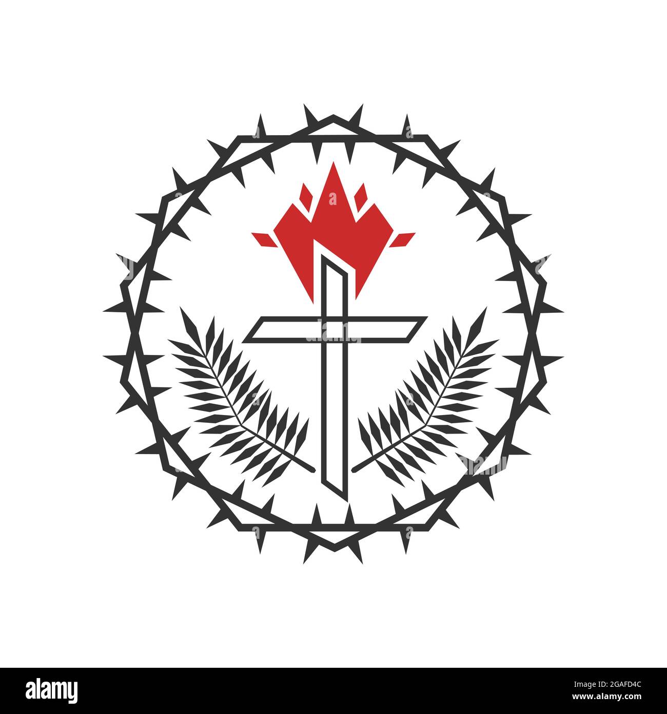 Christian illustration. Church logo. The cross of Jesus framed with a ...