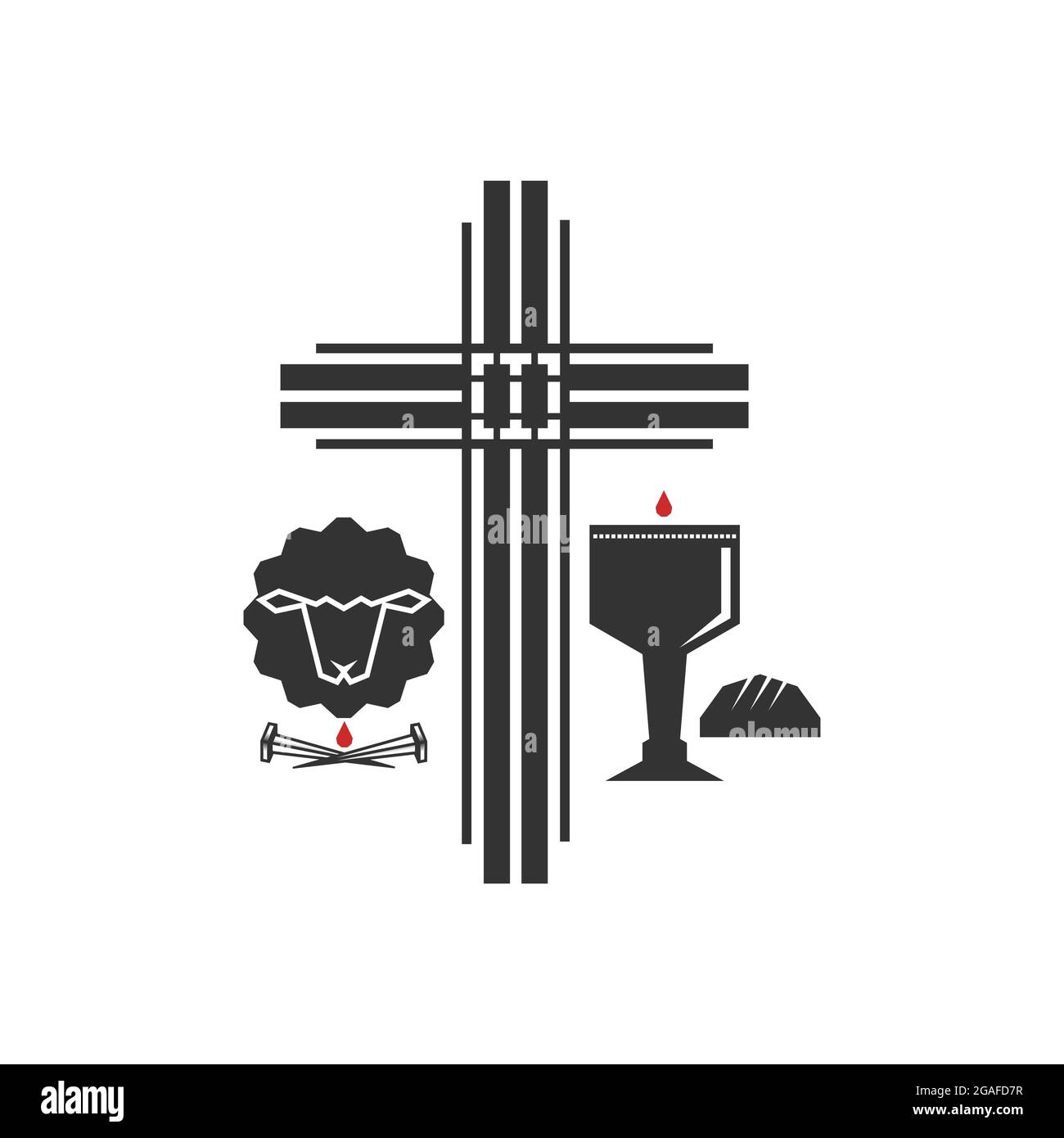 Christian illustration. Church logo. The cross, the lamb of God and the ...