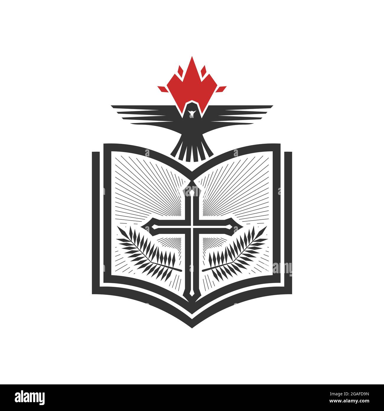 Christian illustration. Church logo. The cross of Jesus, the dove is a ...