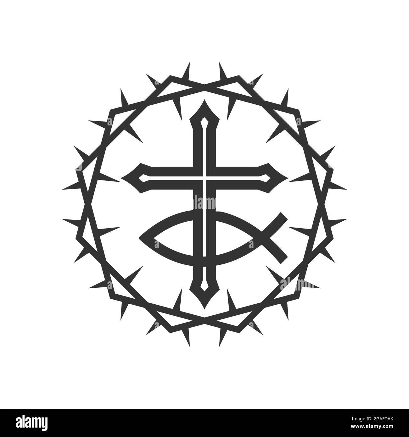 Christian illustration. Church logo. The cross of Jesus Christ and a ...