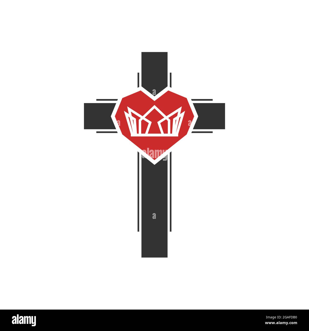 Christian illustration. Church logo. Crown inside the heart on the ...