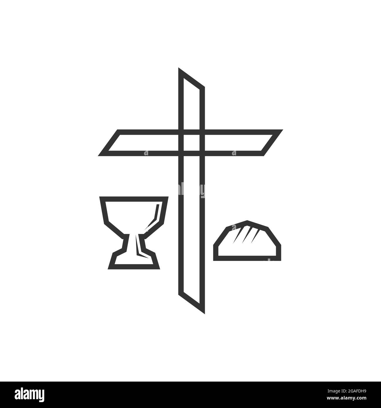 Christian illustration. Church logo. Cross of Jesus Christ, chalice of ...