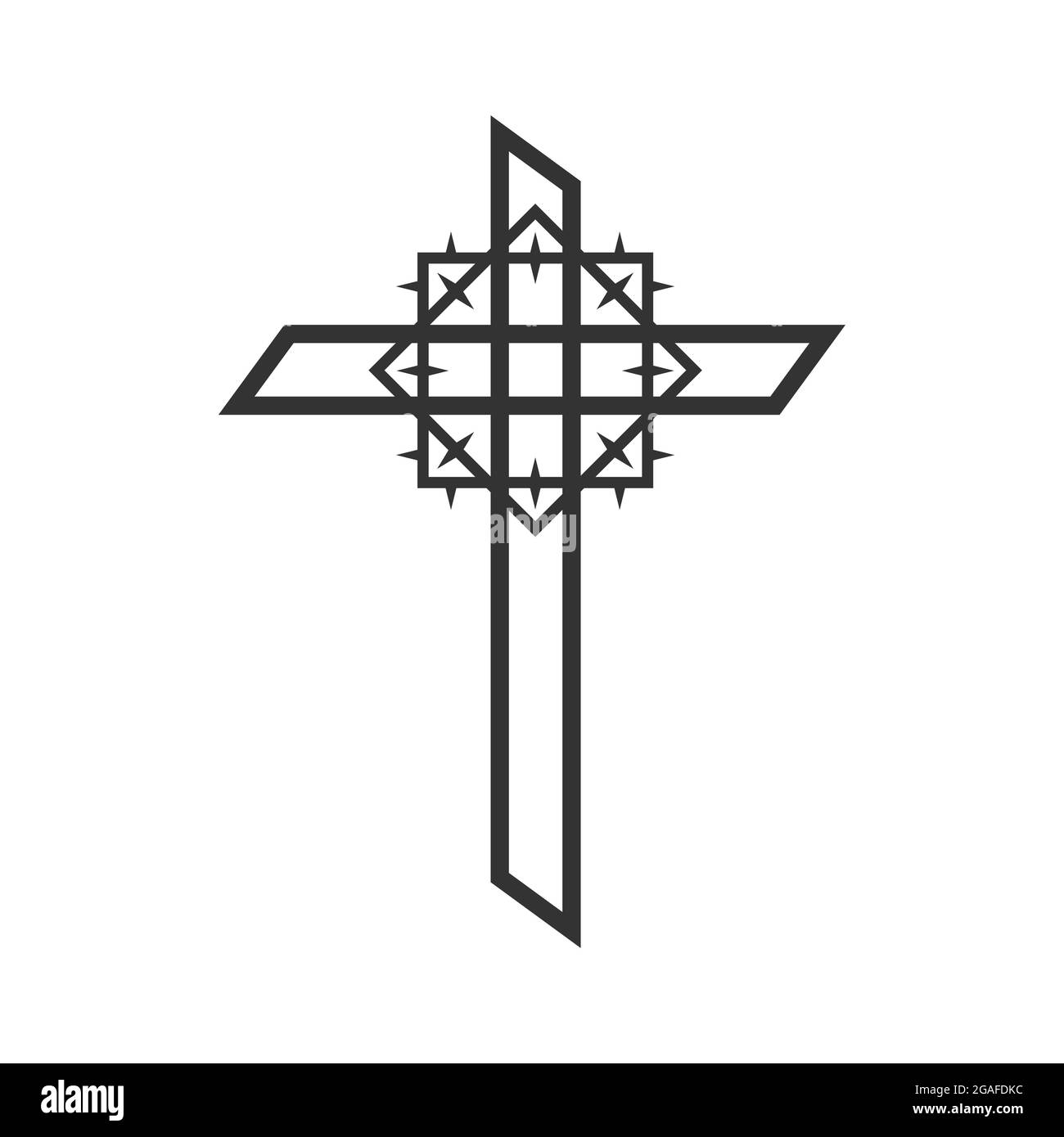 Christian illustration. Church logo. Cross of Jesus Christ and crown of ...
