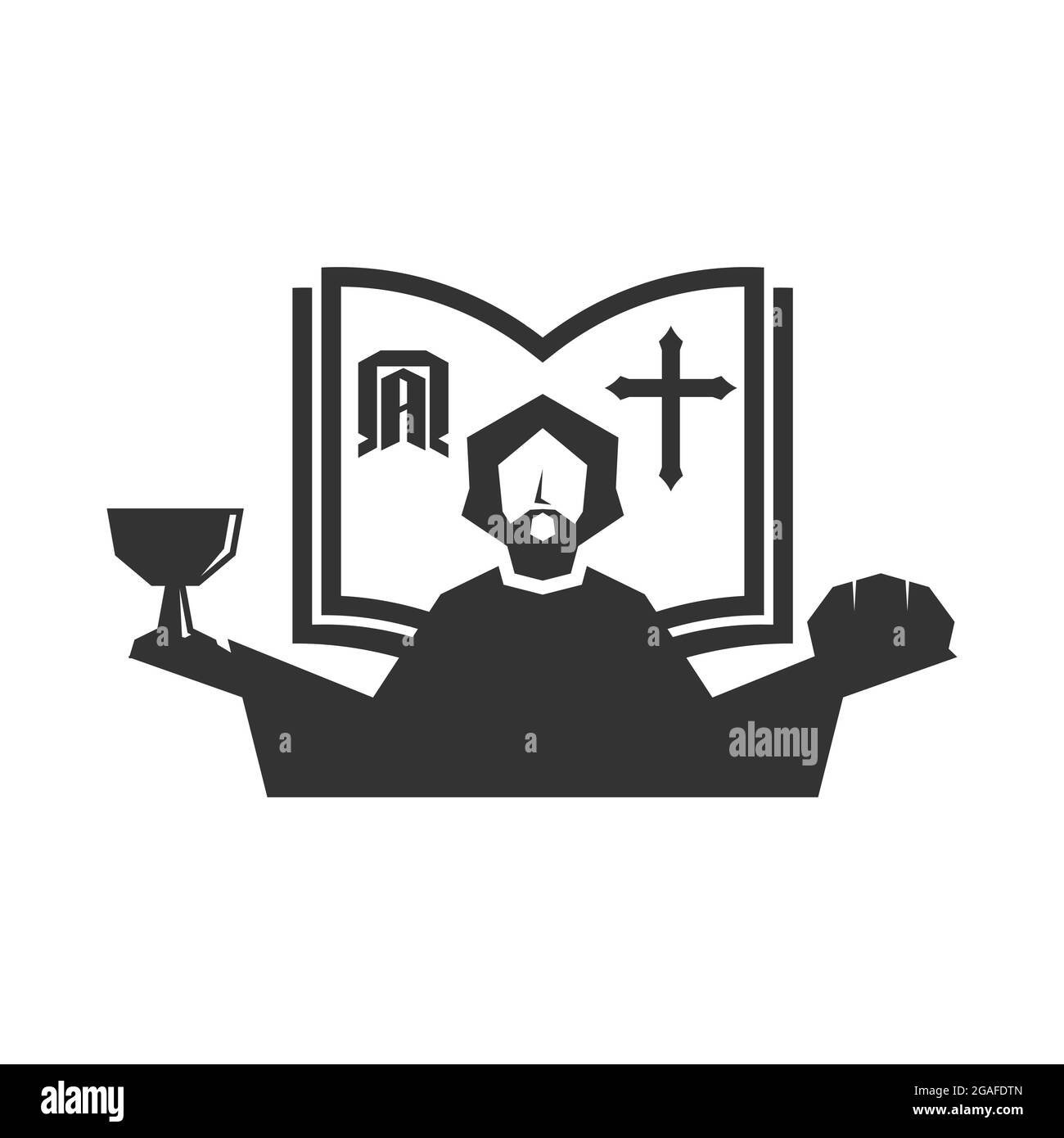 Christian illustration. Church logo. Christ celebrates the supper Stock ...