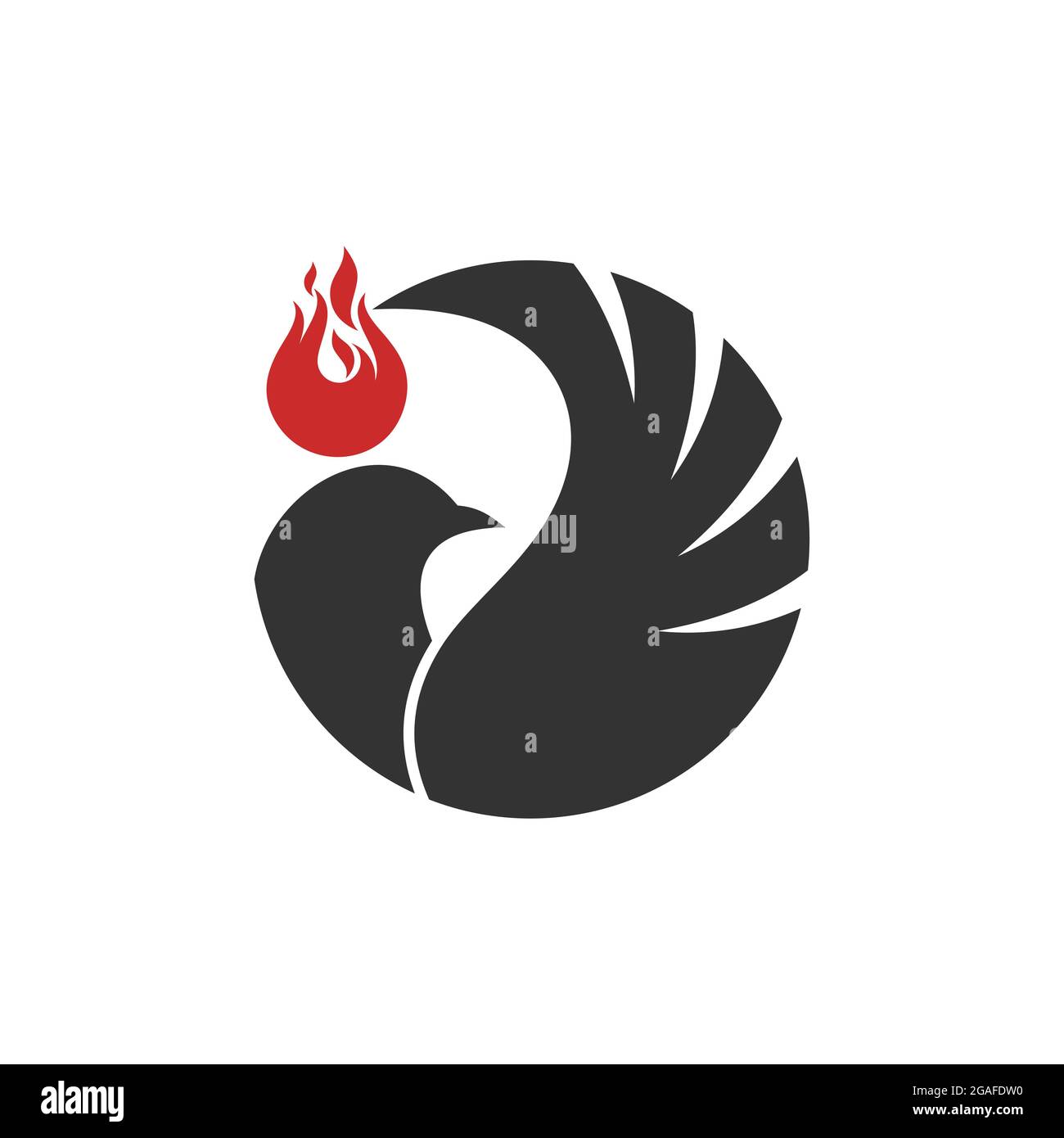 Christian illustration. Church logo. The dove and the flame of fire are ...