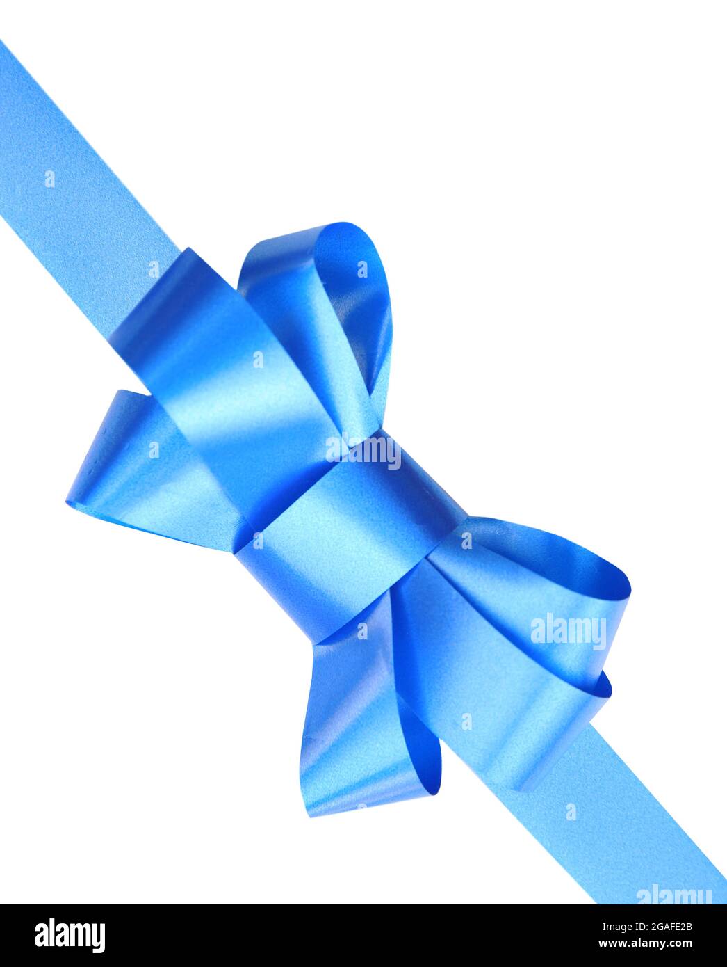 Blue satin ribbon bow isolated on white Stock Photo - Alamy