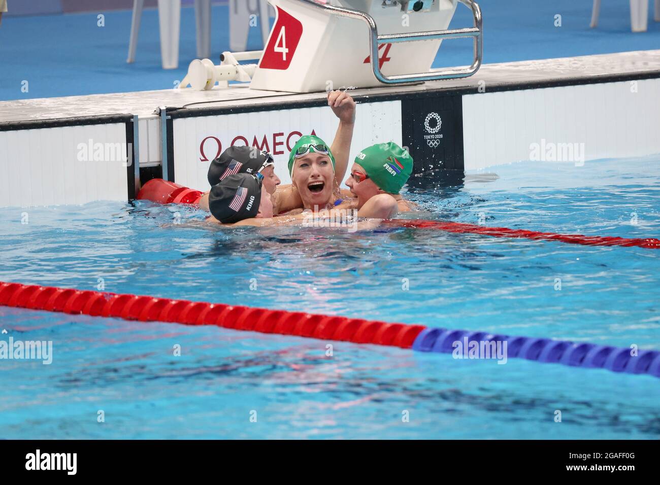 Tokyo, Japan. 30th July, 2021. (L to R) Lilly King (USA), Annie Lazor ...