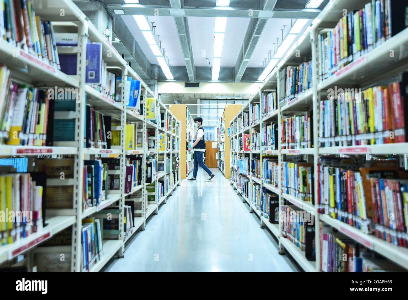 Taipei, Taiwan. 29th July, 2021. A librarian seen walking past ...