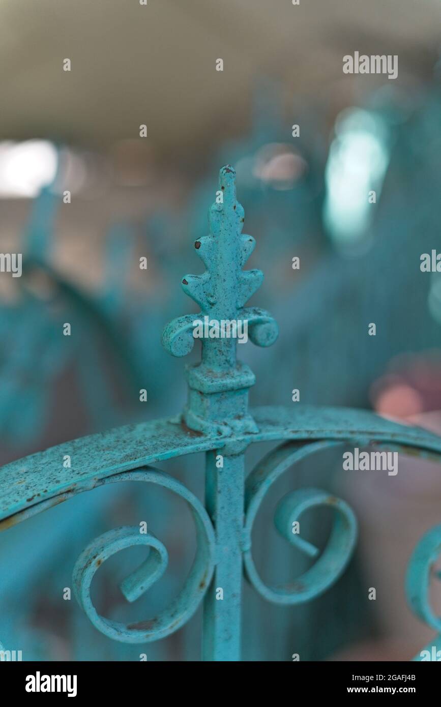 Top of a blue gate Stock Photo - Alamy