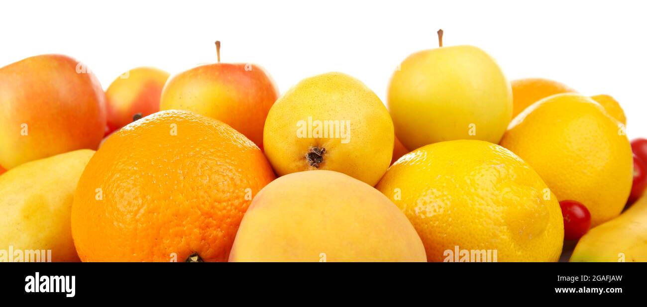 Bright fruit and vegetables composition isolated on white Stock Photo ...
