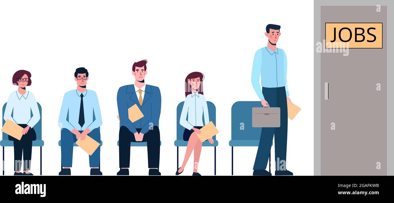 Competition of people for jobs, queue for an interview. Unemployment ...