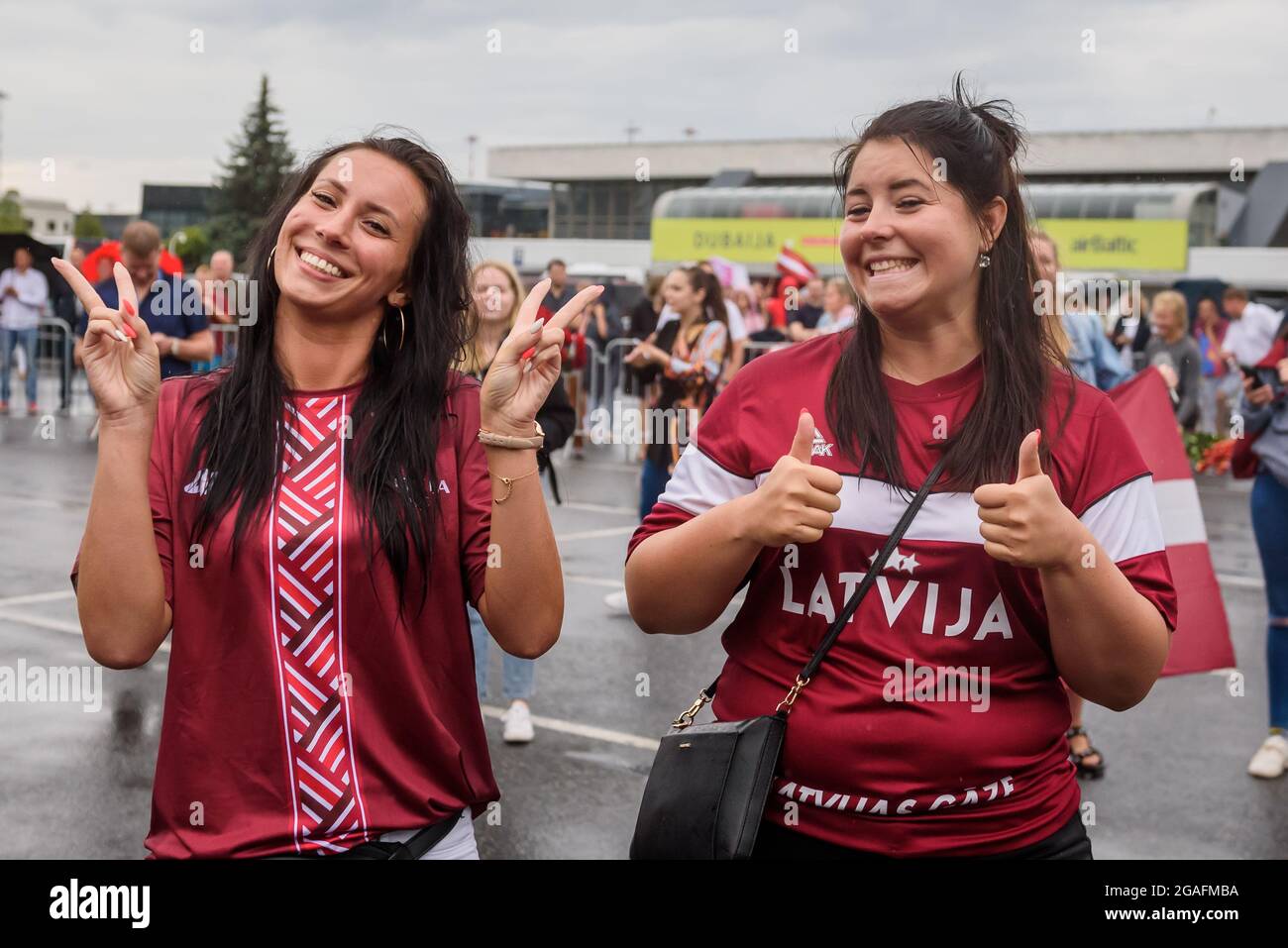 RIGA, LATVIA. 30th July 2021. Latvian 3x3 basketball team, Tokyo ...