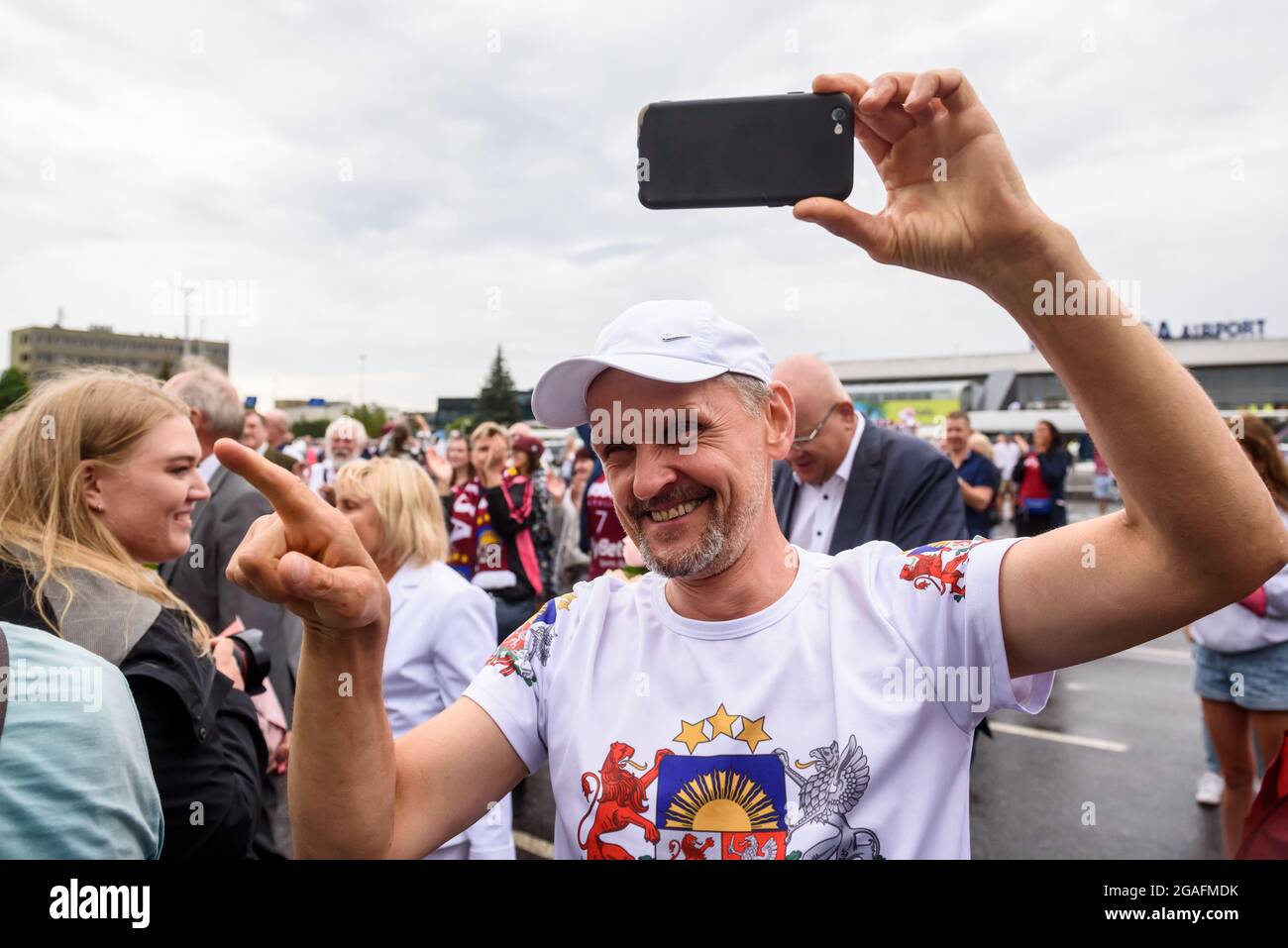 RIGA, LATVIA. 30th July 2021. Latvian 3x3 basketball team, Tokyo ...