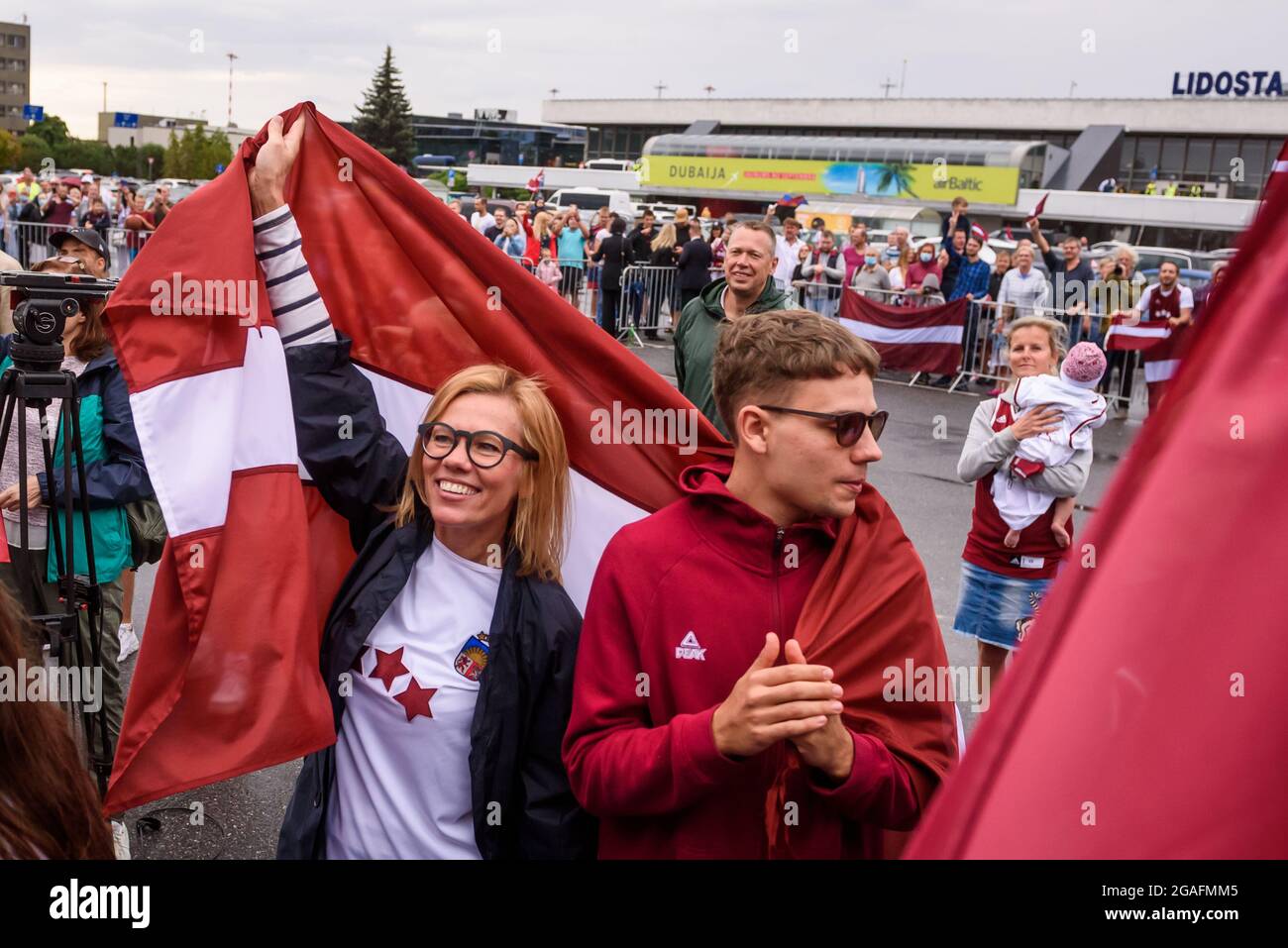 RIGA, LATVIA. 30th July 2021. Latvian 3x3 basketball team, Tokyo ...
