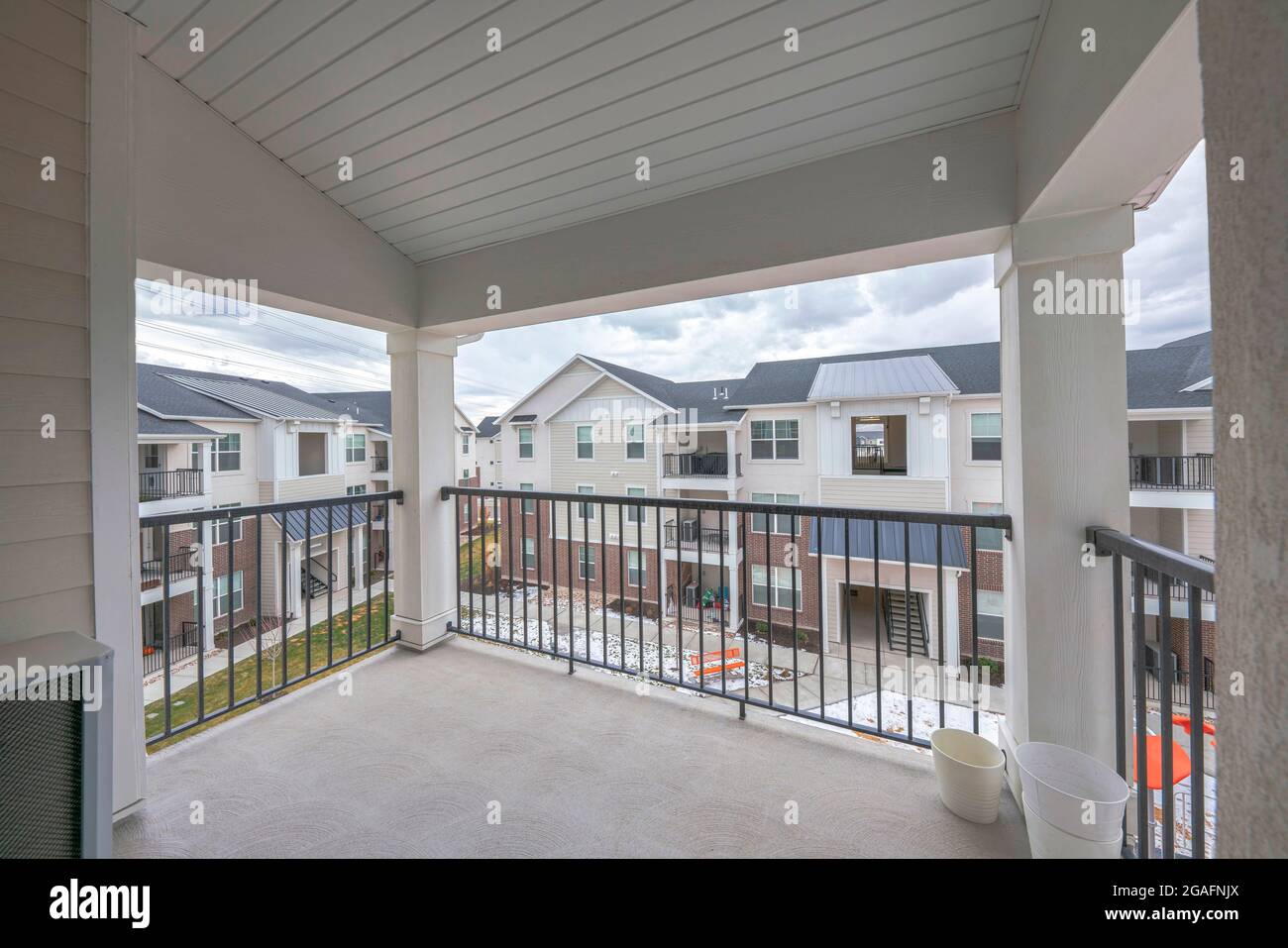 View of a neighborhood houses from the terrace of a house Stock Photo ...