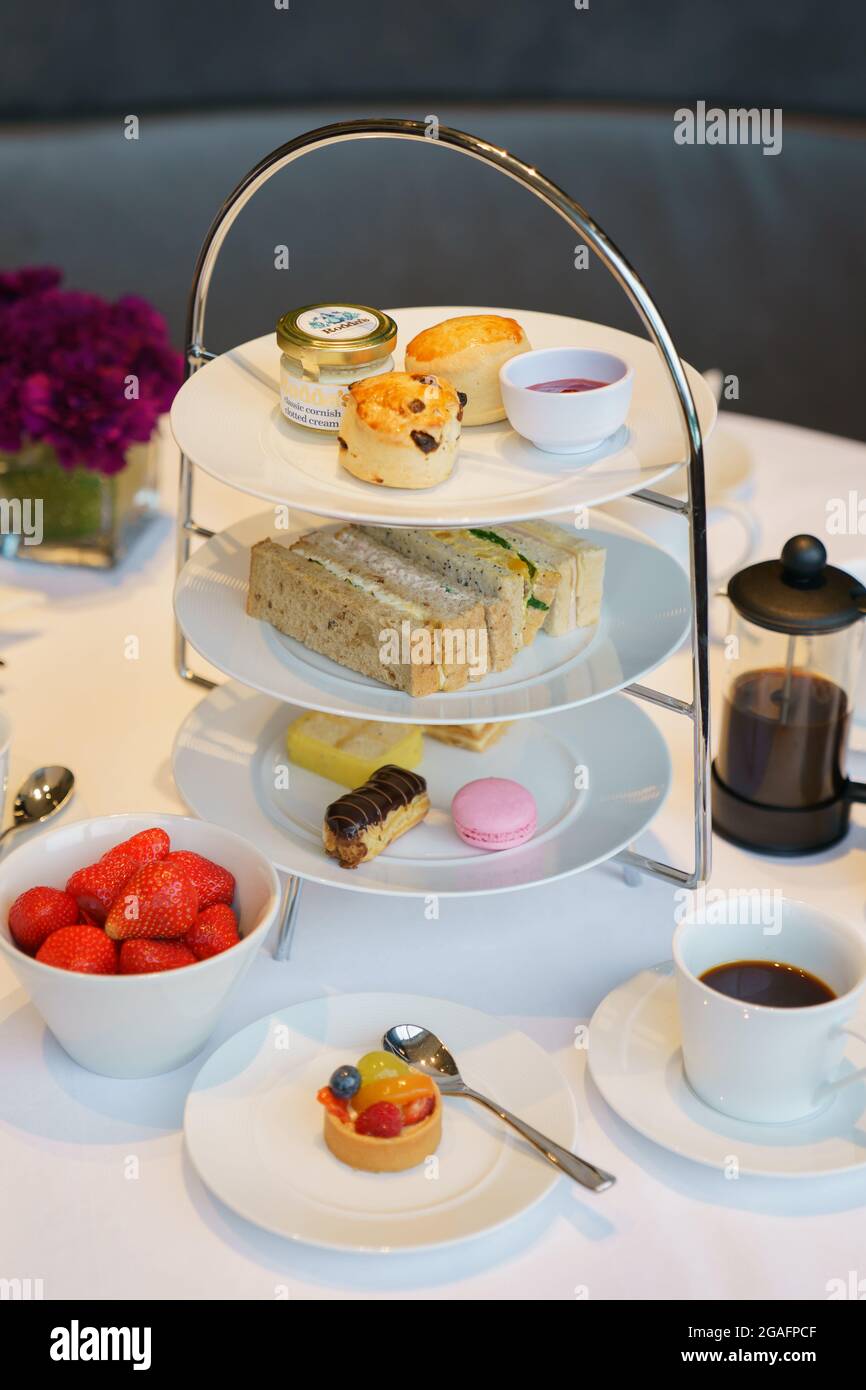 Gourmet Afternoon Tea offered at a restaurant Stock Photo - Alamy