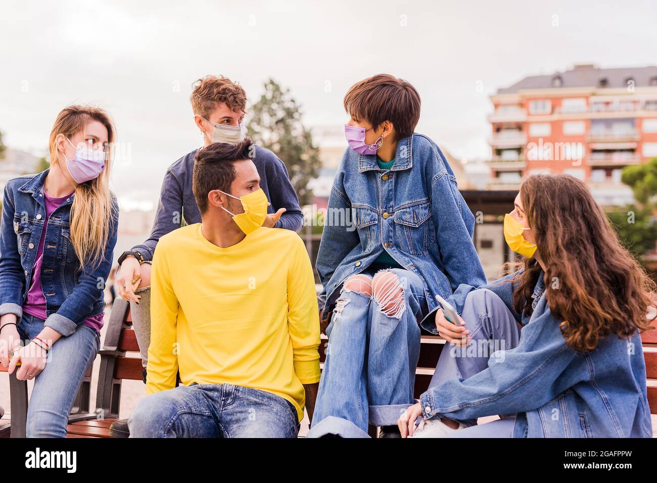 new normal corona virus life with a young studets multiracial group ...