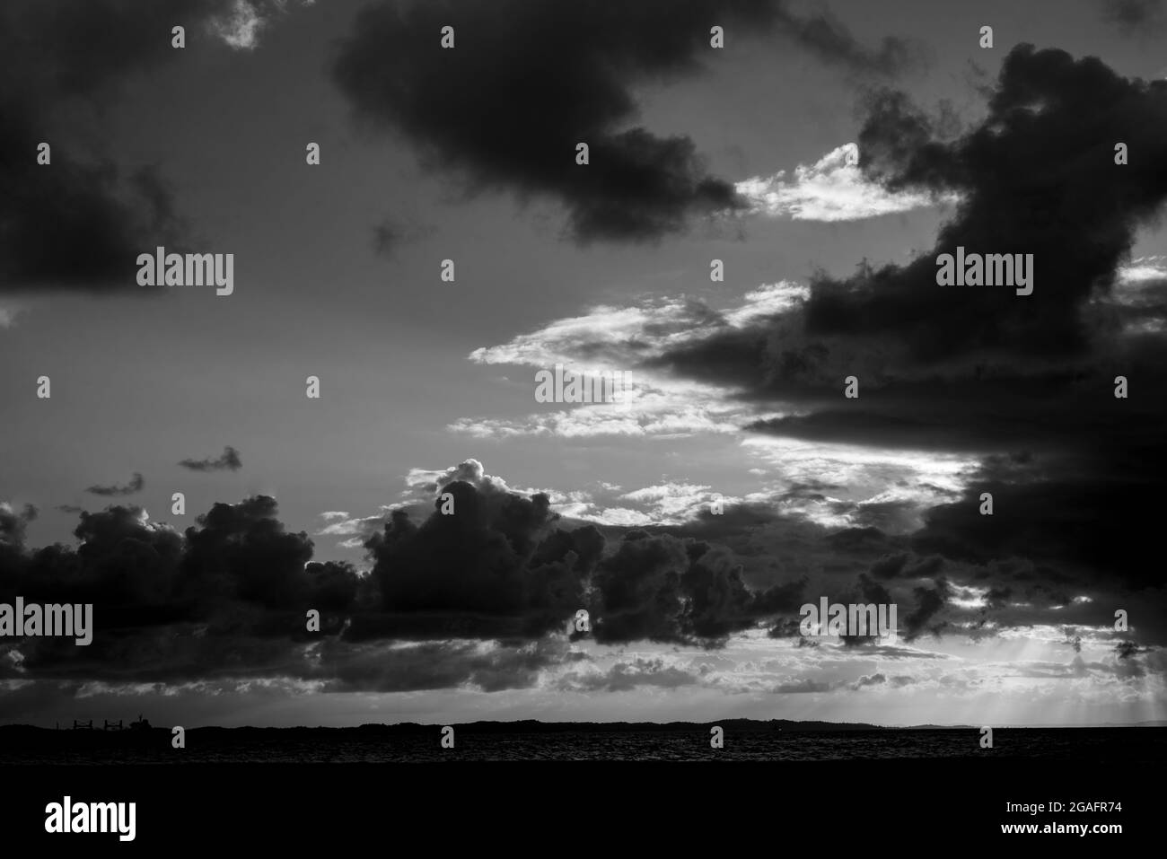 Sunset after heavy rain in Black and White Stock Photos & Images - Alamy