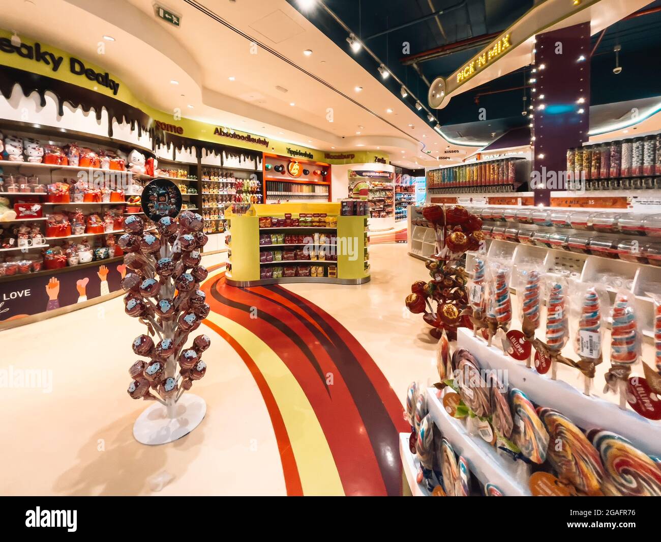 Candy store - Many colorful candies with different types (varieties) of ...