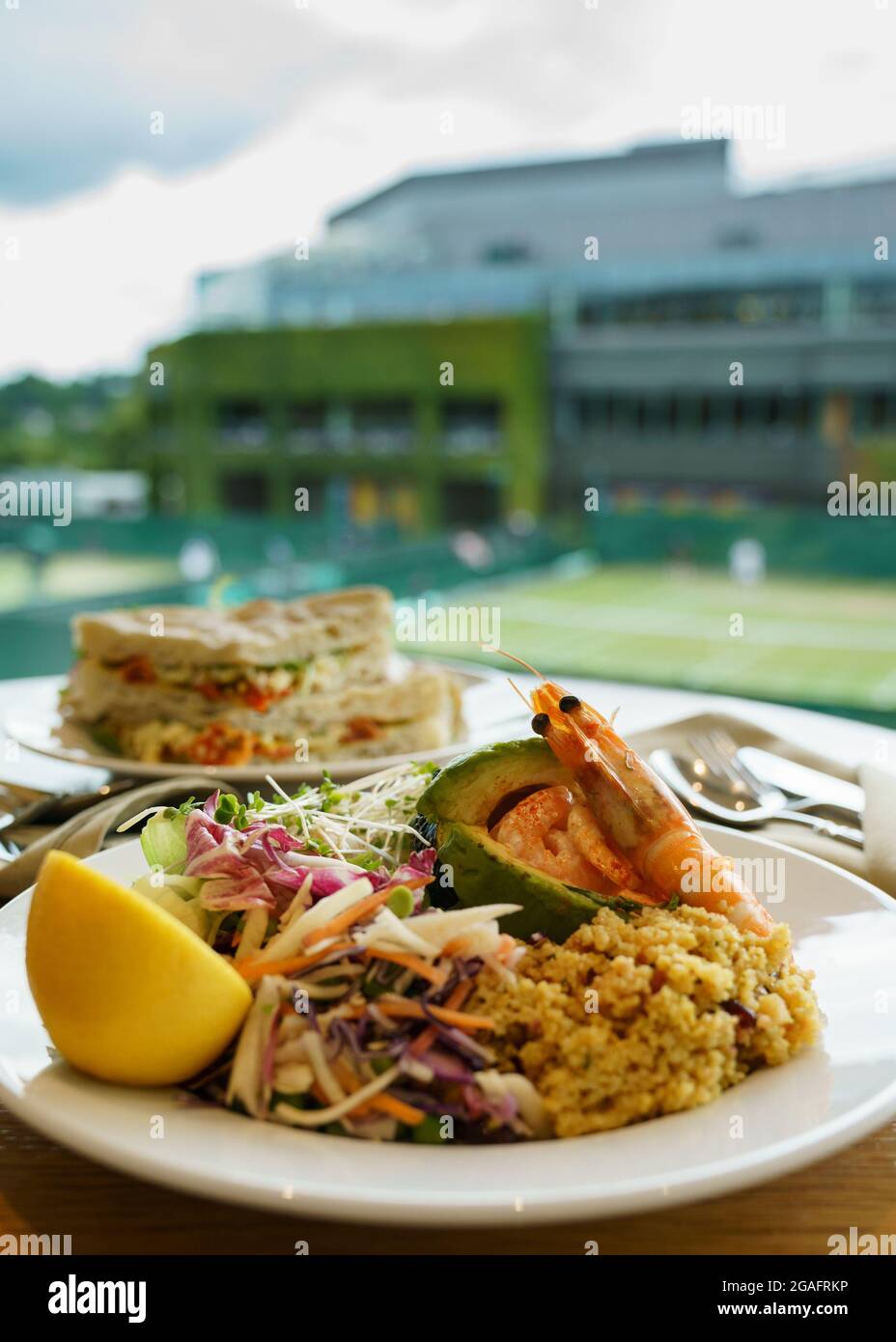 Seafood salad plate in a restaurant at Wimbledon Stock Photo - Alamy
