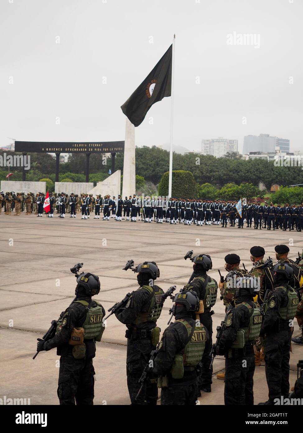 Lima, Peru. 30th July, 2021. Soldiers in formation participating on ...