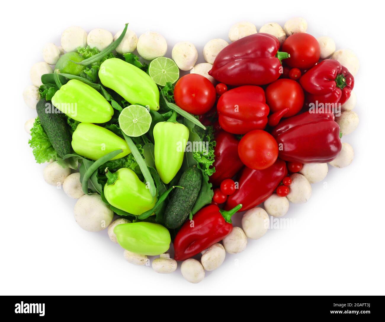 Heart shape vegetable composition isolated on white Stock Photo - Alamy