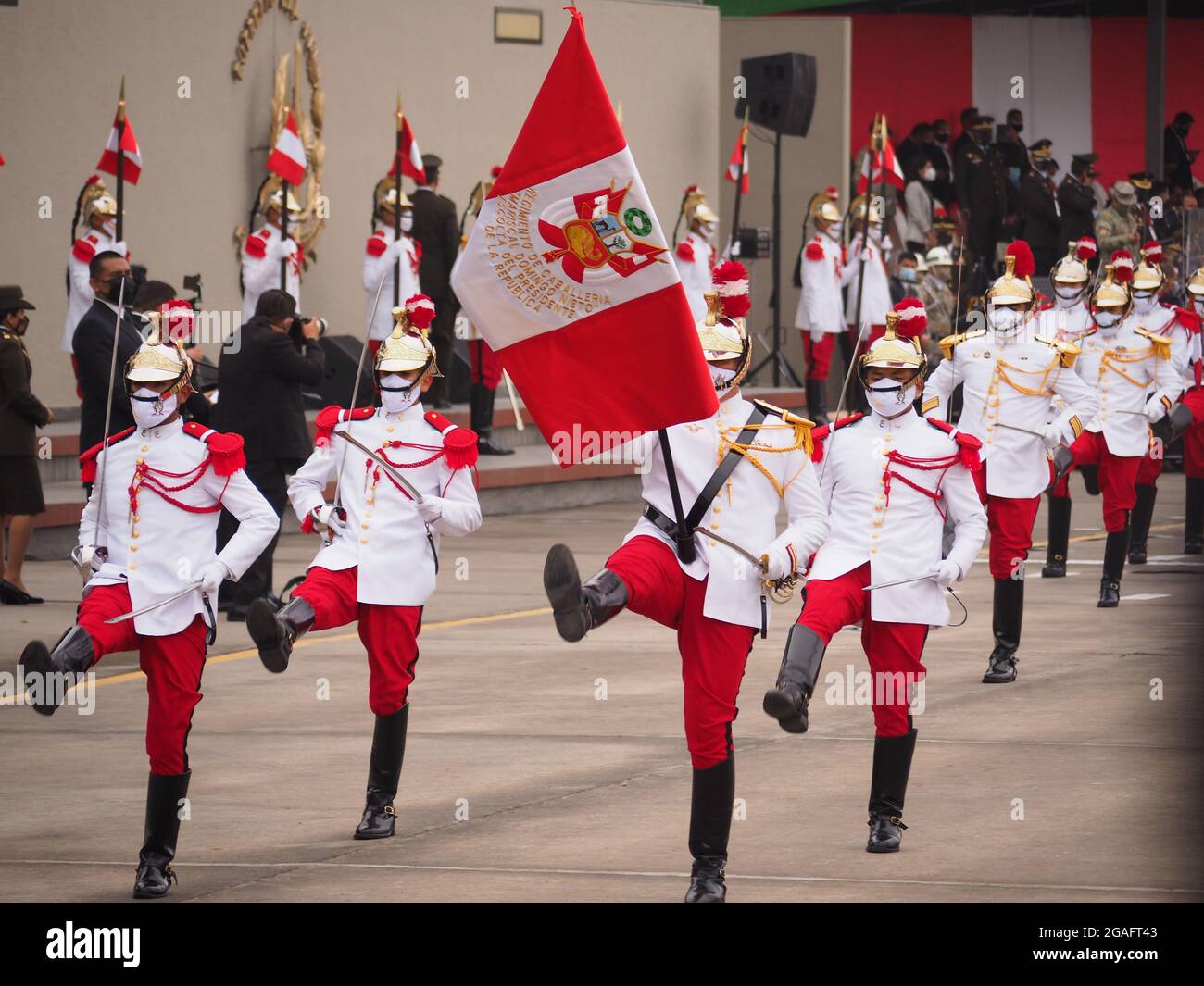 Lima, Peru. 30th July, 2021. Marshall Domingo Nieto regiment marching ...