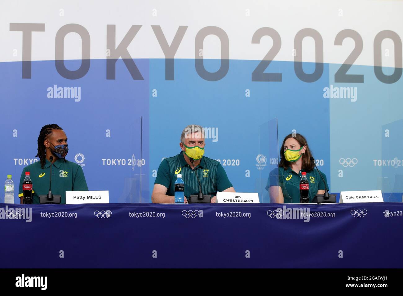 Tokyo, Japan, 22 July, 2021. Patty Mills, Cate Campbell and Ian ...