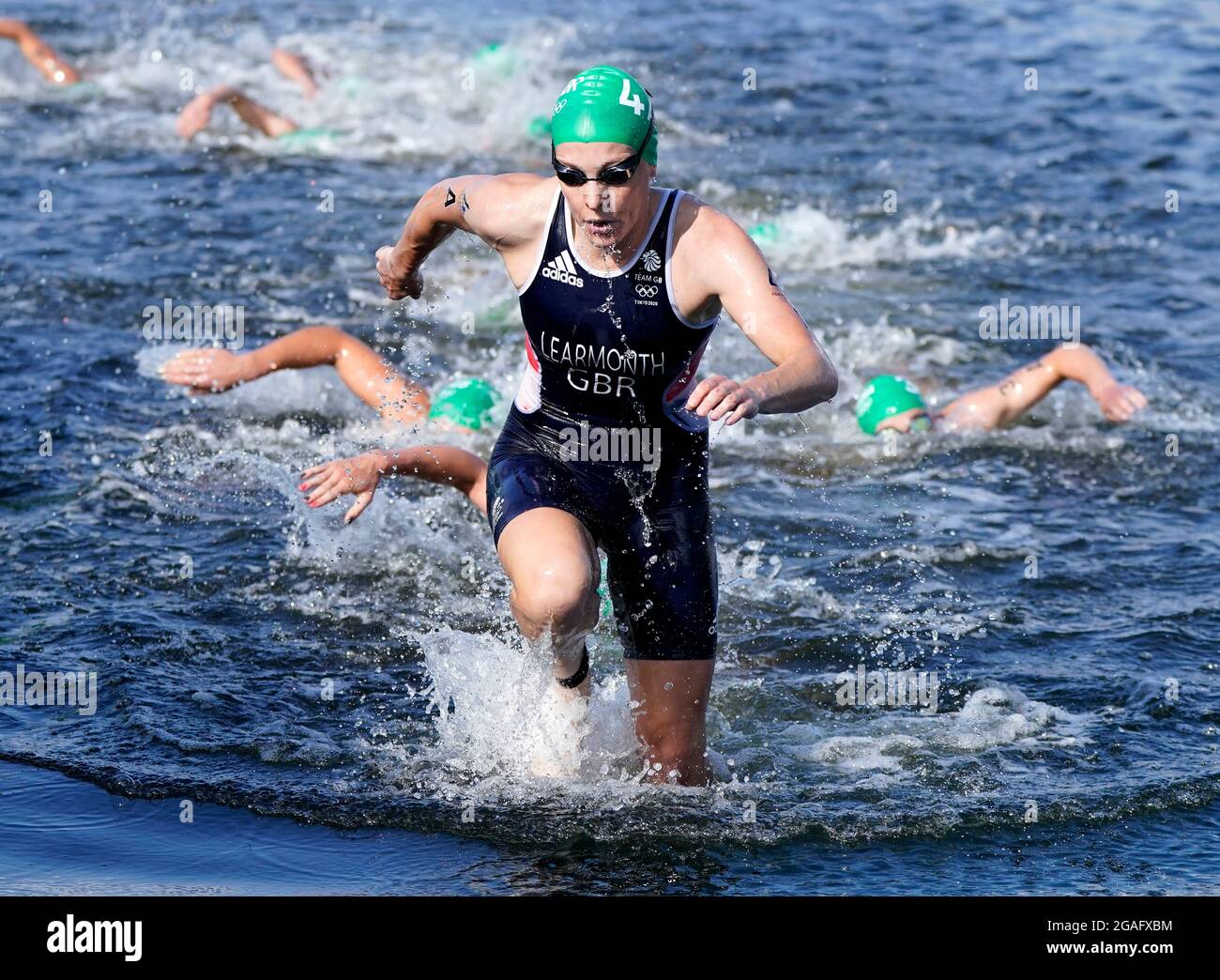 Great Britain's Jessica Learmonth leaves the water during the Triathlon ...