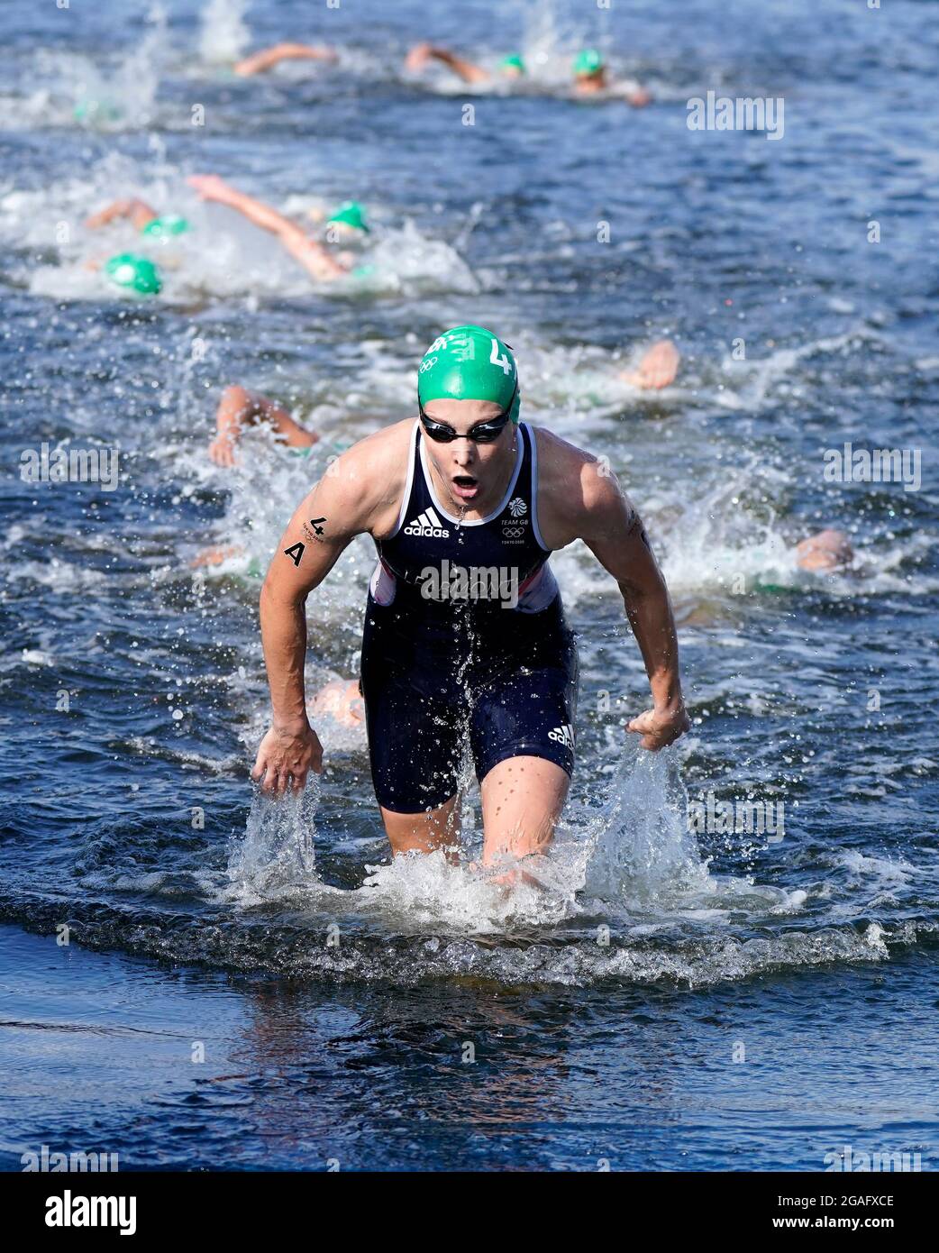 Great Britain's Jessica Learmonth leaves the water during the Triathlon ...