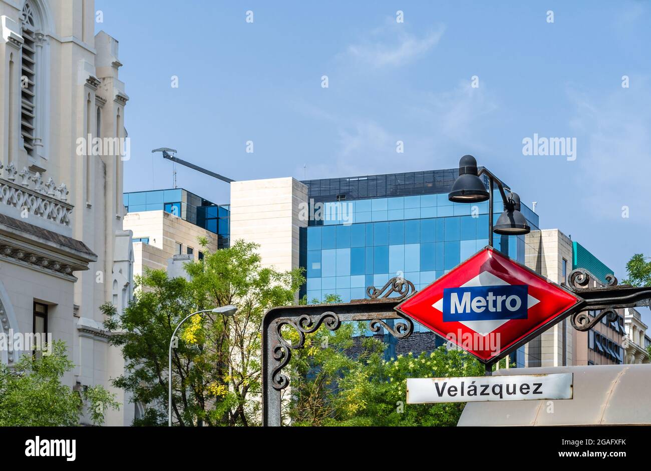 MADRID, SPAIN – JULY 23, 2021: Madrid Metro sign at Velazquez subway ...