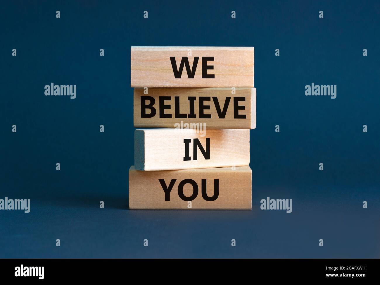 We believe in you symbol. Concept words 'We believe in you' on wooden ...