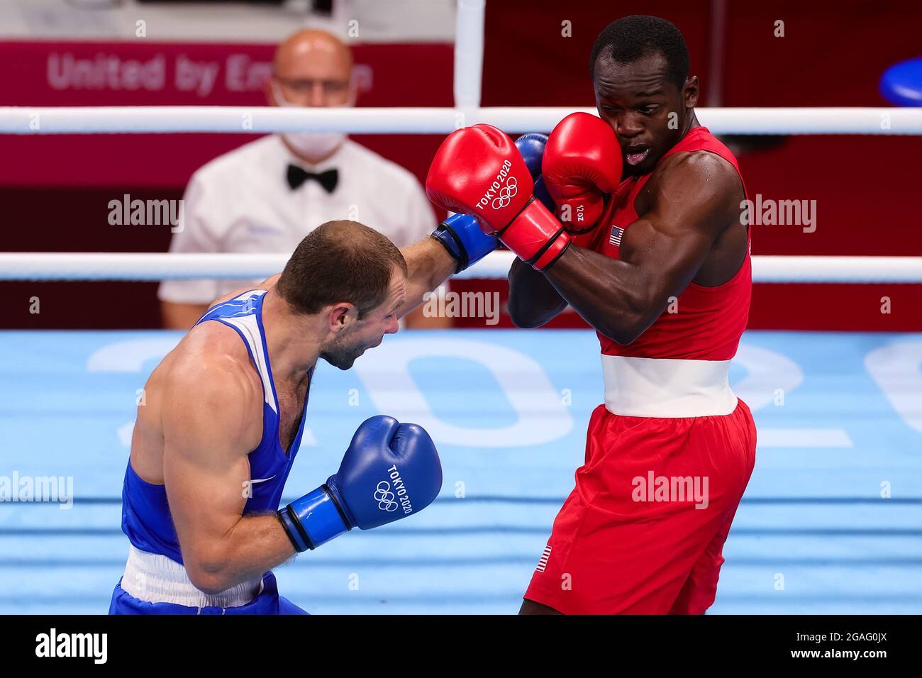Tokyo, Japan, 26 July, 2021. Vitali Bandarenka of Belarus connects with ...