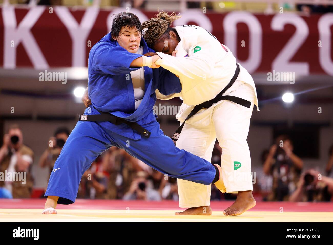Tokyo, Japan. 30th July, 2021. (L to R) Akira Sone (JPN), Ortiz Idalys ...