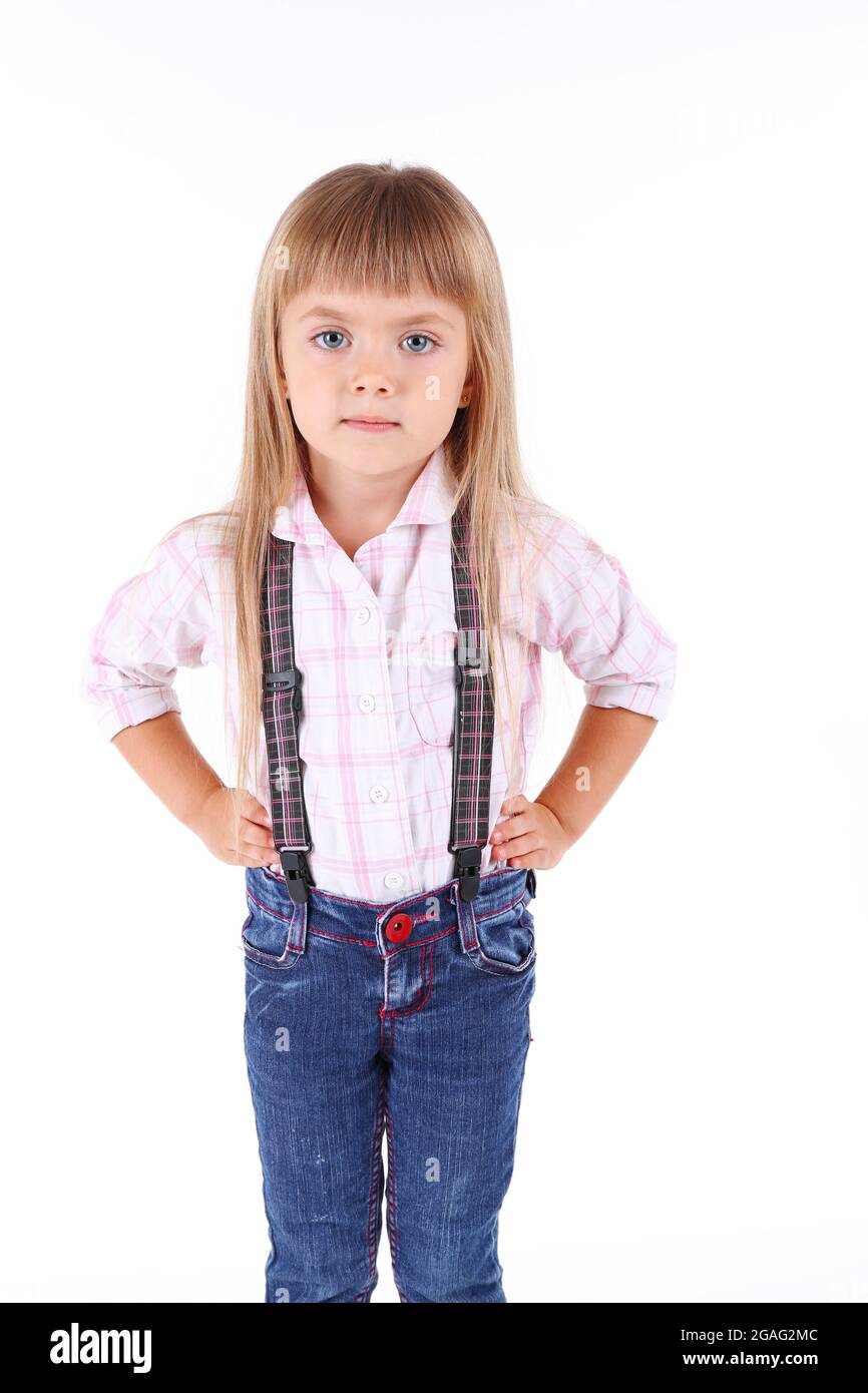 Beautiful little girl, isolated on white Stock Photo - Alamy