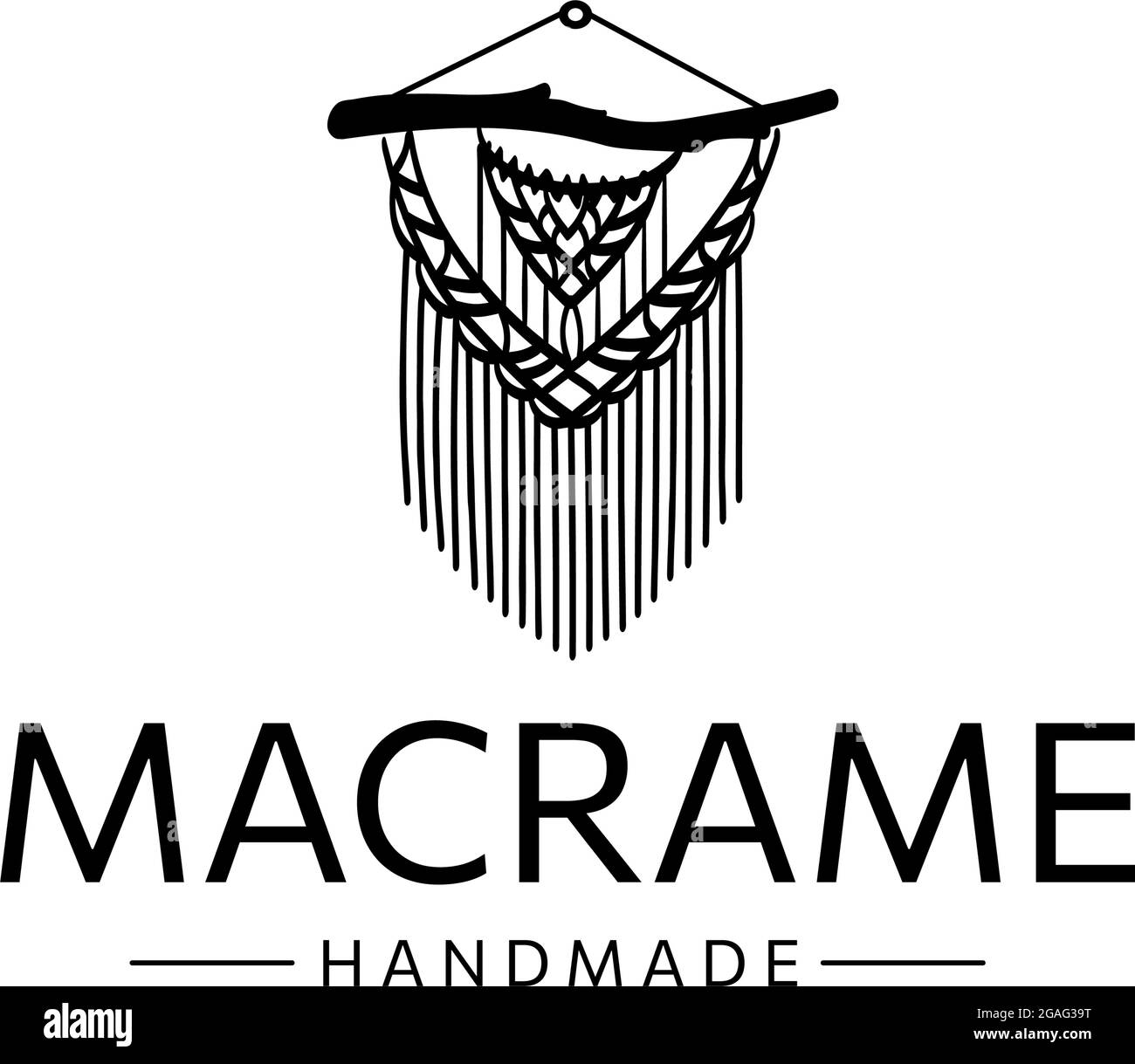 Macrame logo, Hand made. Knitting in boho style from cotton cord ...