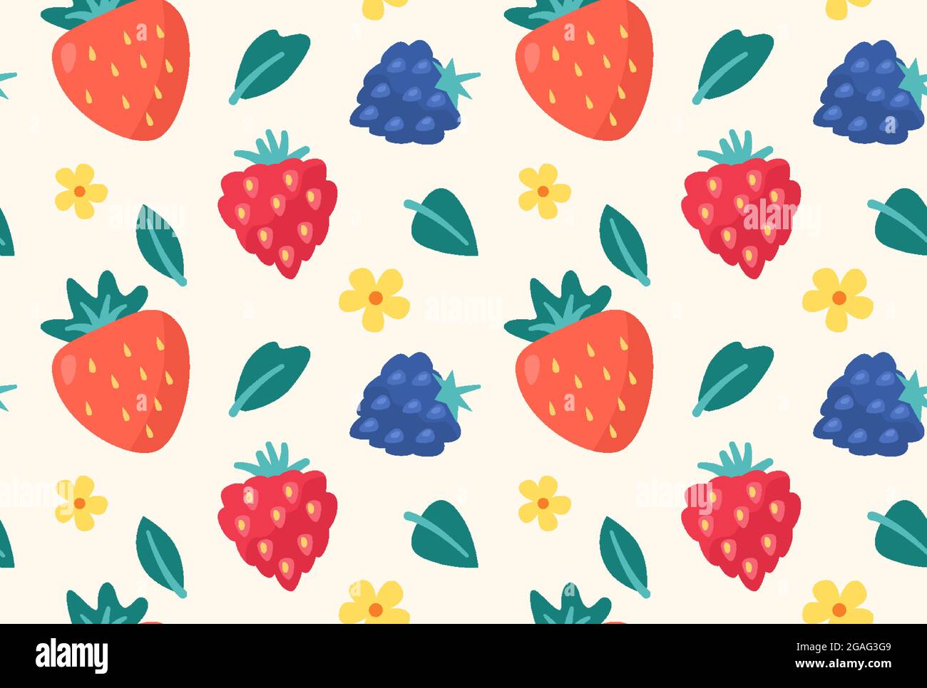 Berries seamless pattern with ripe blackberries, raspberries ...