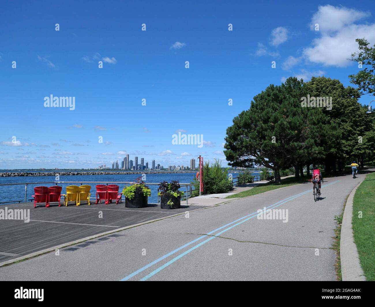 A bicycle path known as the Waterfront Trail in Toronto beside Lake ...