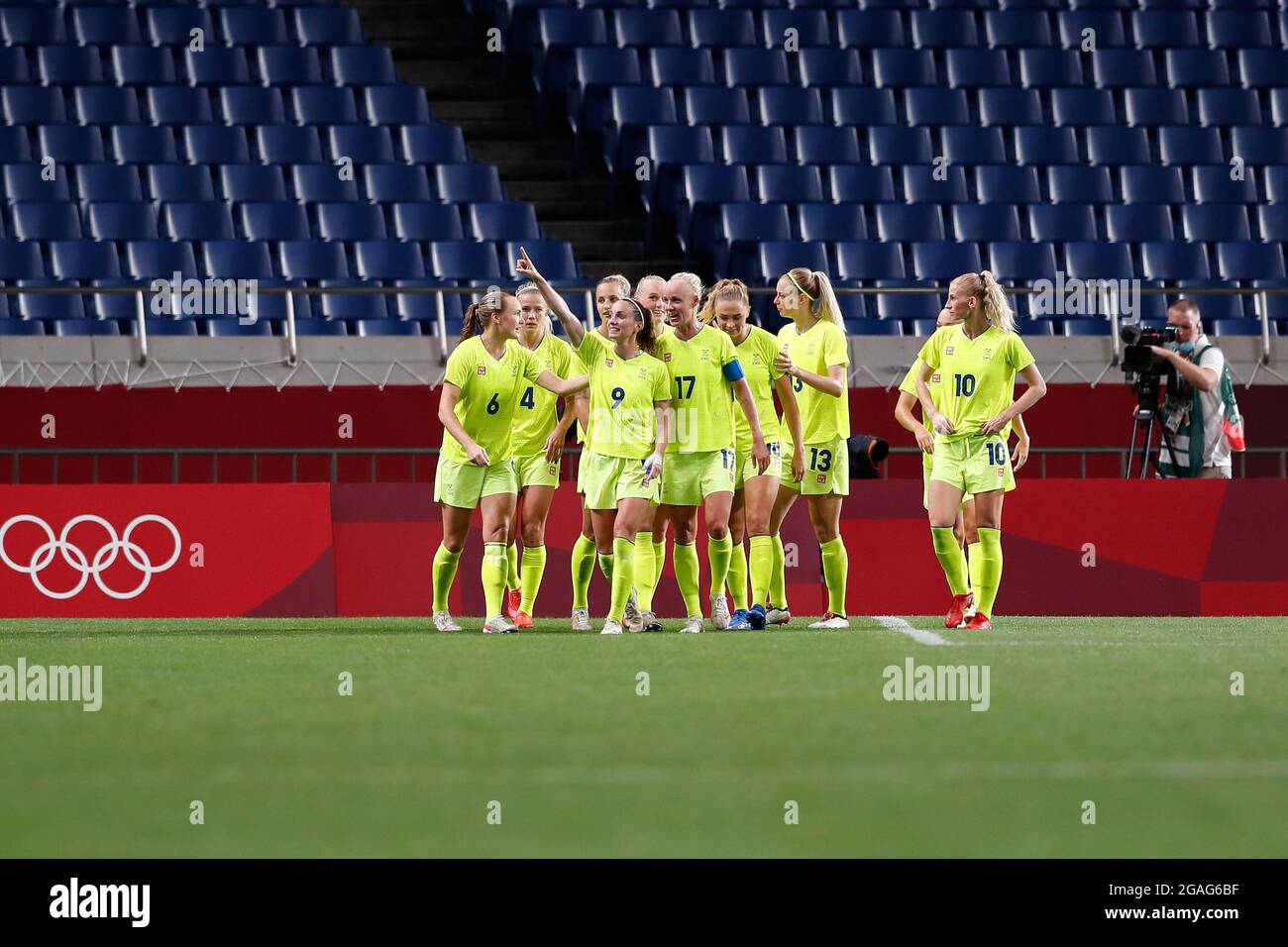 Saitama, Japan. 30th July, 2021. Sweden team group (SWE) Football ...