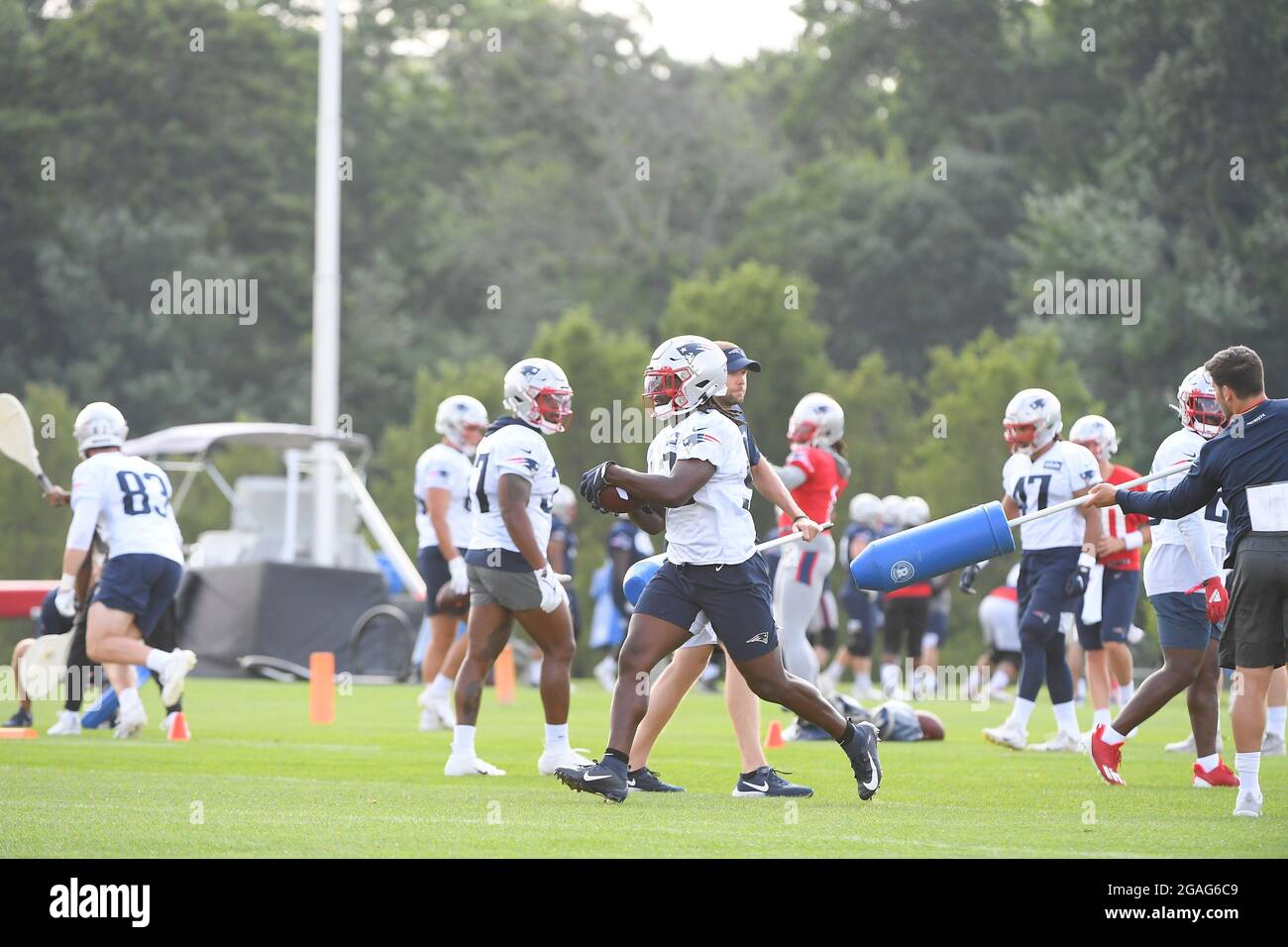 at the New England Patriots training camp held on the practice fields ...