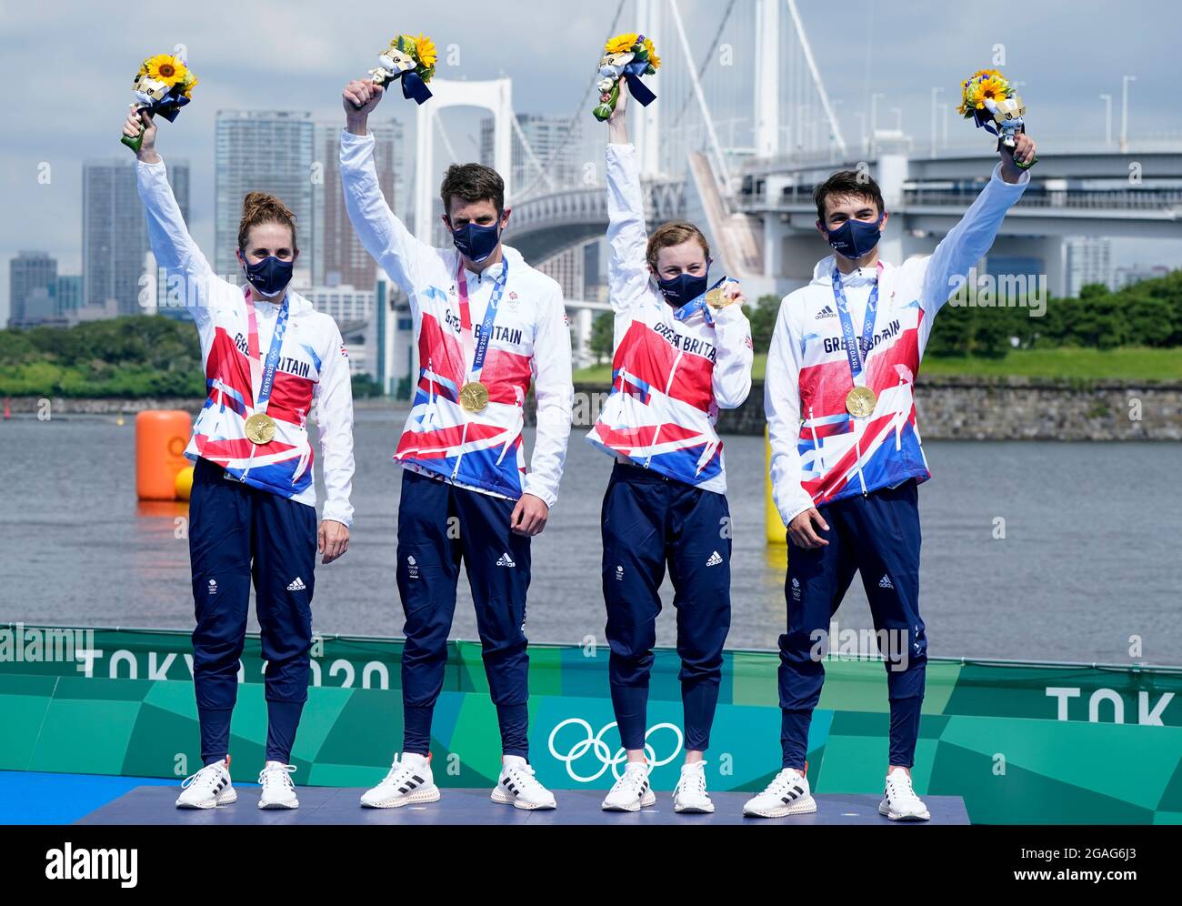 Great Britain's Jessica Learmonth, Jonathan Brownlee, Alex Yee, Georgia ...